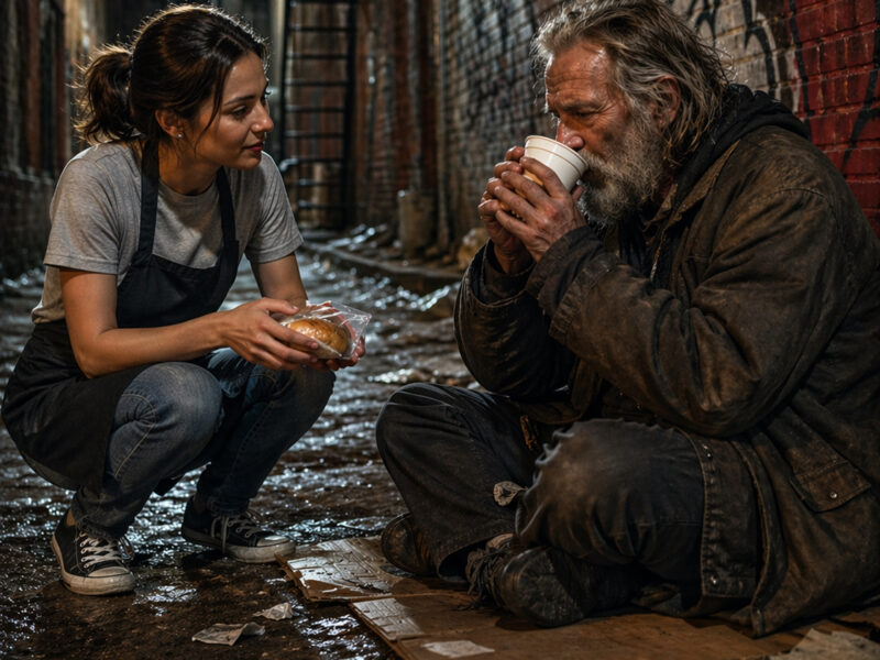 A waitress gave her only meal to a forgotten old man… a few days later ...